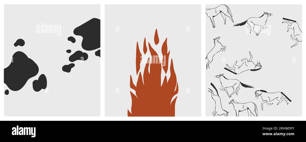 Hand drawn abstract vector graphic clipart illustrations print set ...