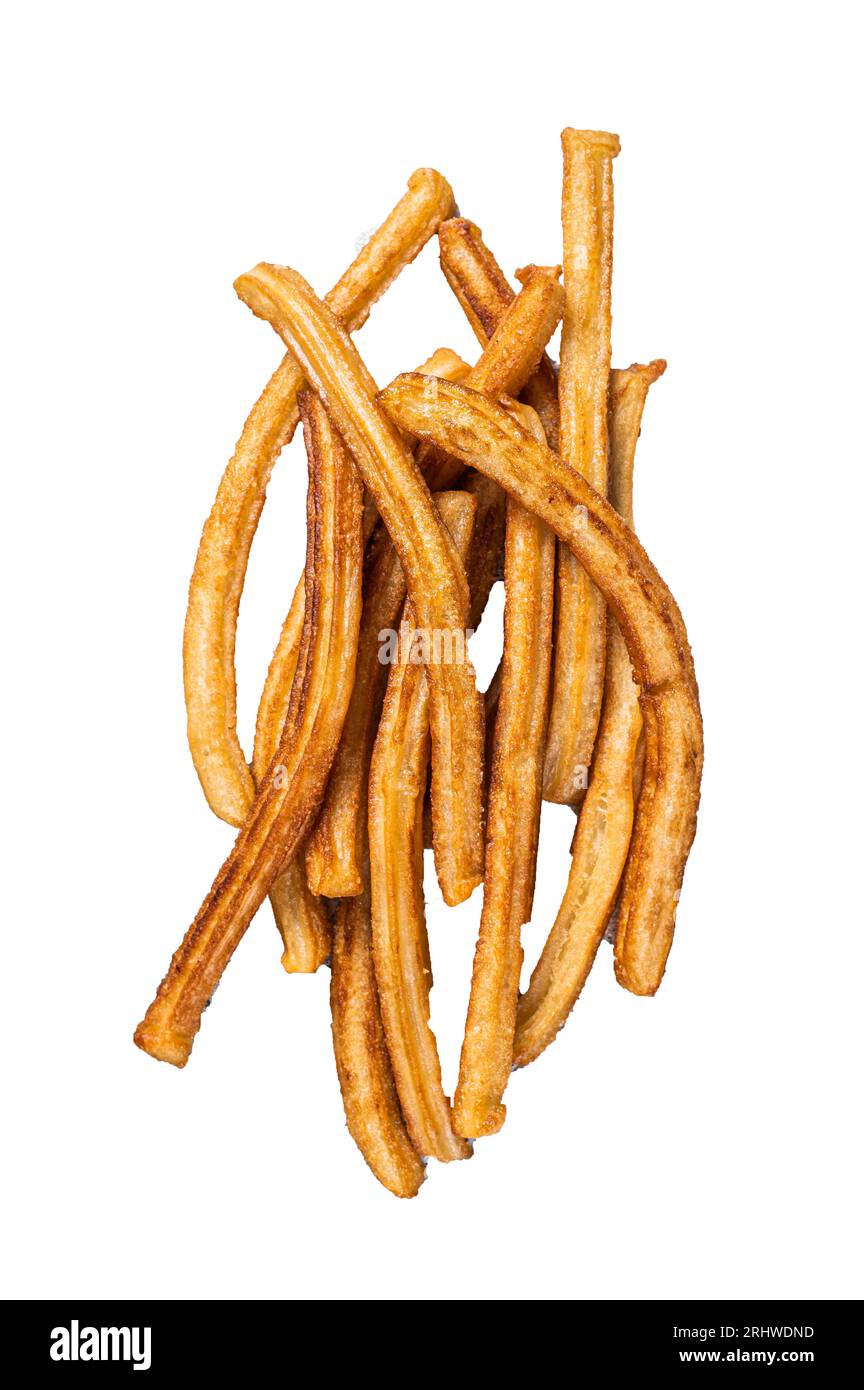 Churros fried sticks on kitchen table. High quality Isolate, white ...