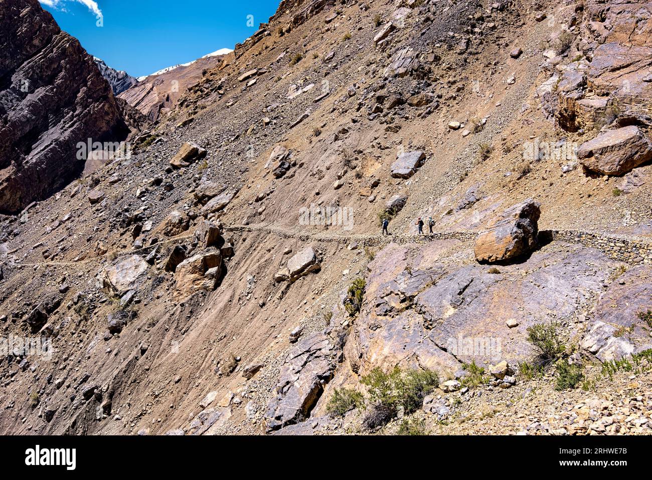 Precipitous trekking to Zanskar above the Tsarab Chu River, Ladakh ...