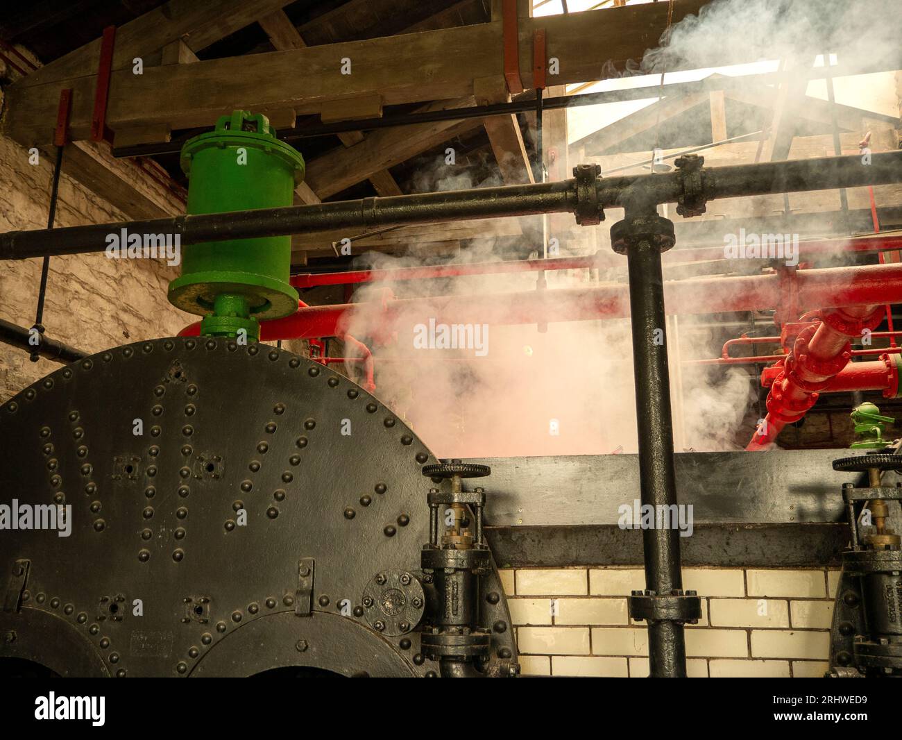 Industrial pipes at the power plant background, steam engines, ovens ...