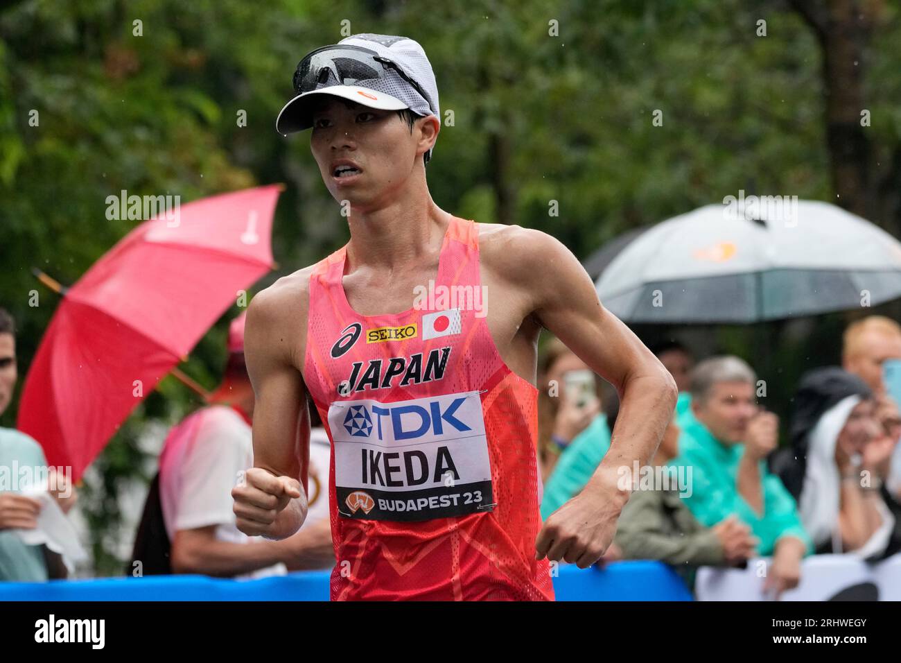 Koki Ikeda, of Japan, competes in the Men's 20-kilometer race walk the ...