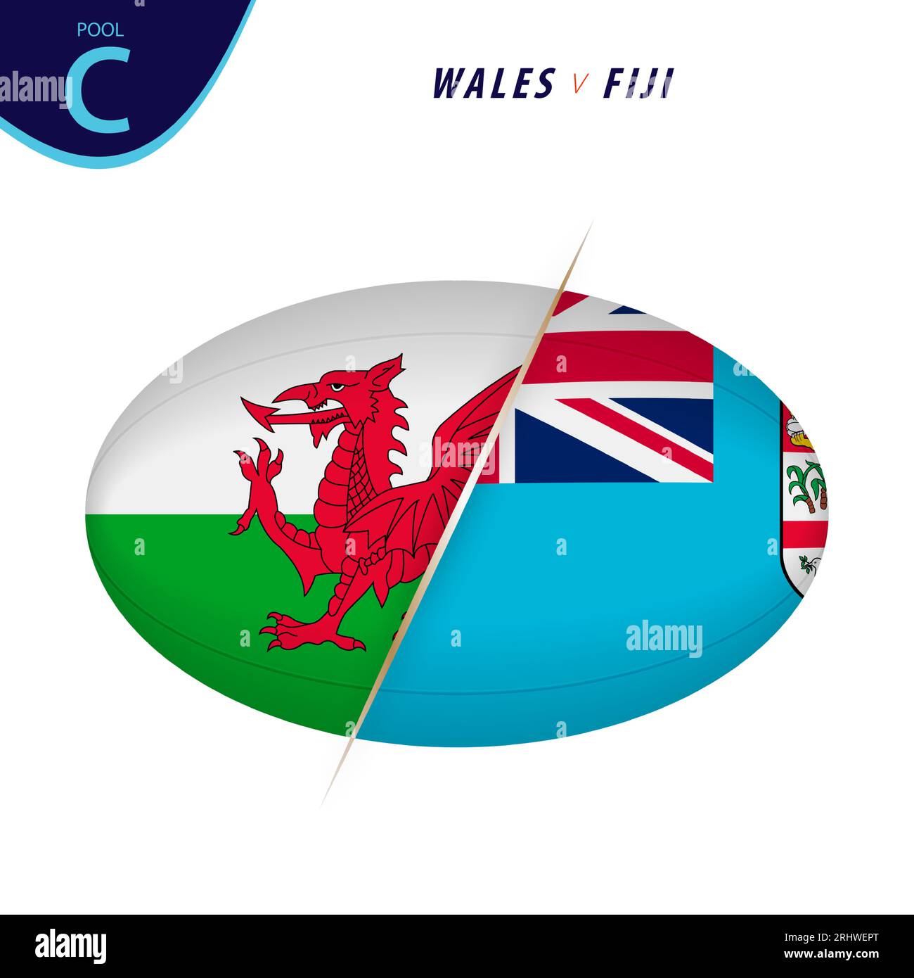 Rugby competition Wales v Fiji. Rugby versus icon. Vector illustration ...