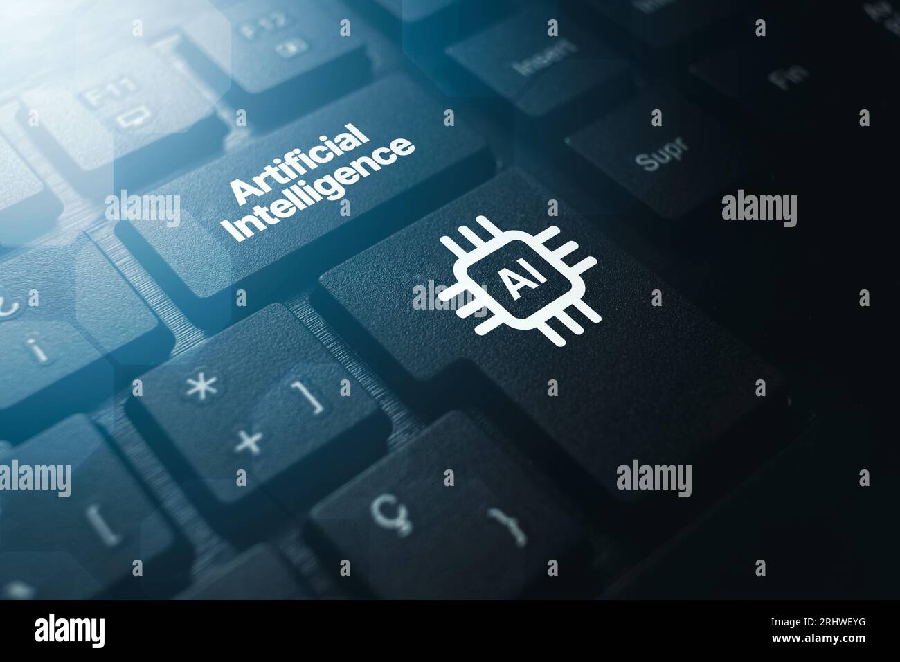 Black keyboard photo with Artificial Intelligence chip on button. Chat ...