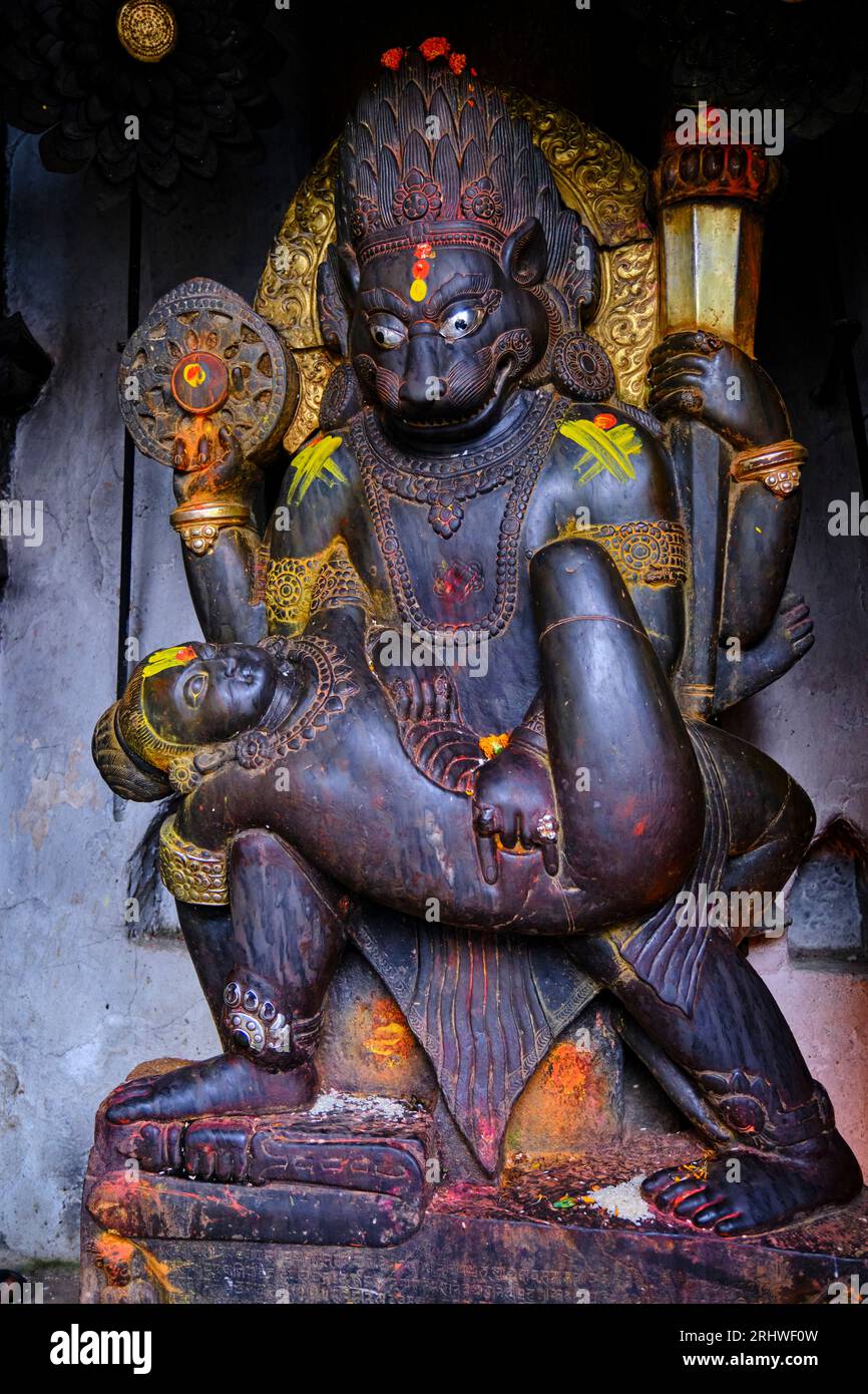 Nepal, Kathmandu valley, Kathmandu, Durbar Square, Narsingha stone ...