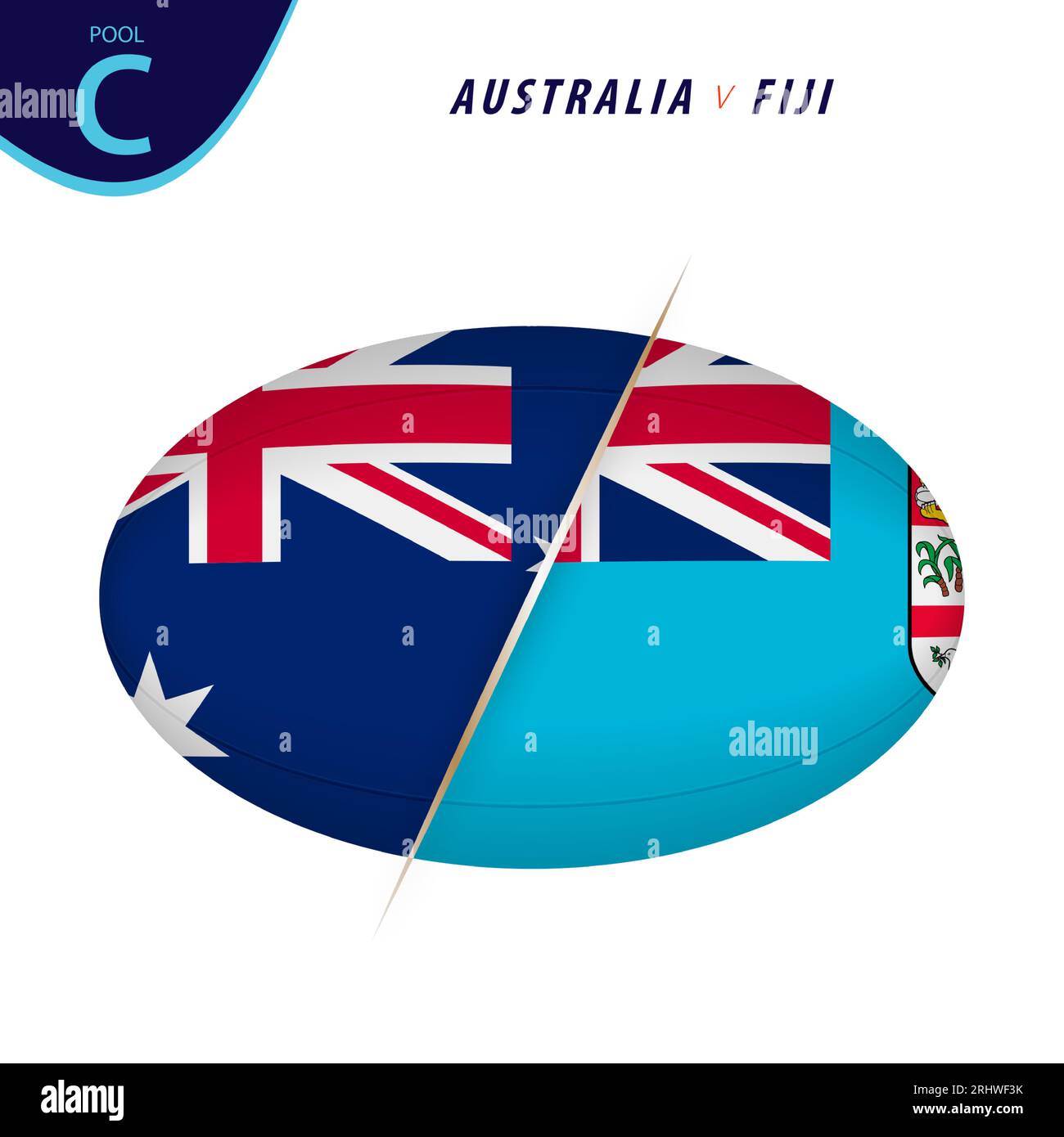 Rugby competition Australia v Fiji. Rugby versus icon. Vector ...