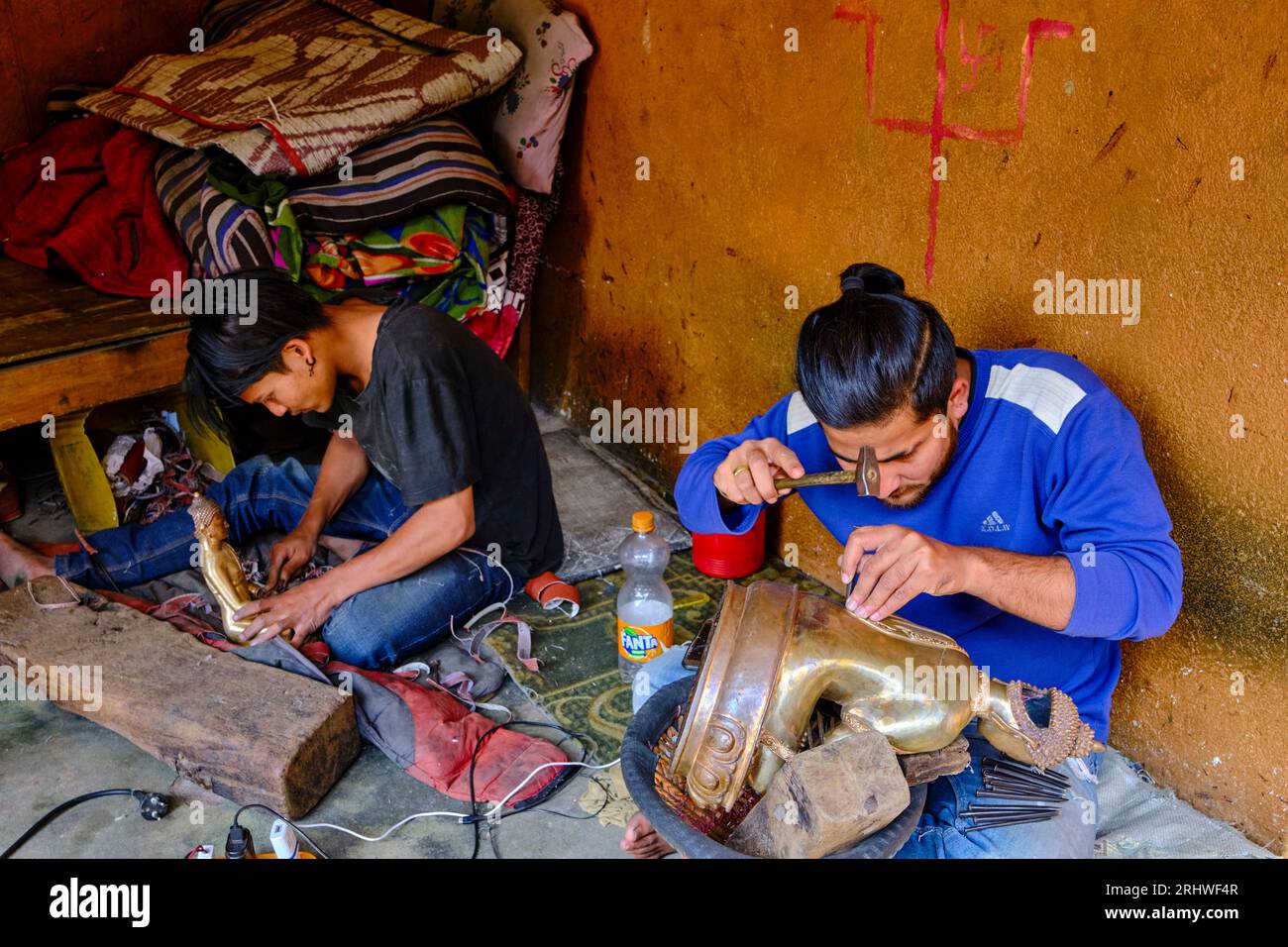 Nepal, Kathmandu valley, Newar city of Patan, bronze artist Stock Photo ...