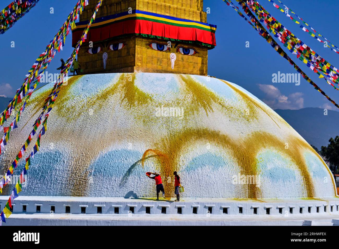 Nepal, Kathmandu valley, Buddhist stupa of Bodnath, the stupa is ...