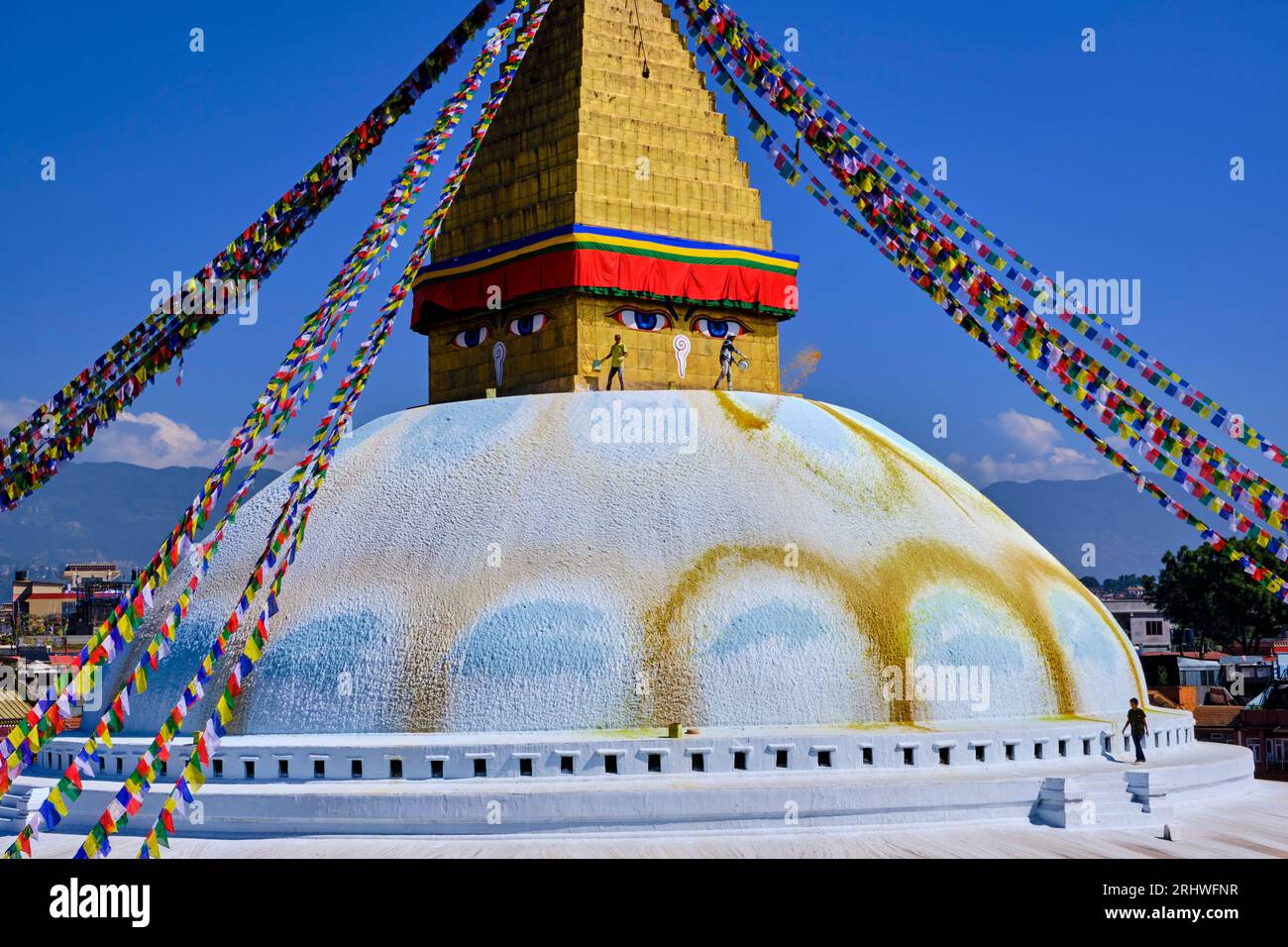 Nepal, Kathmandu valley, Buddhist stupa of Bodnath, the stupa is ...