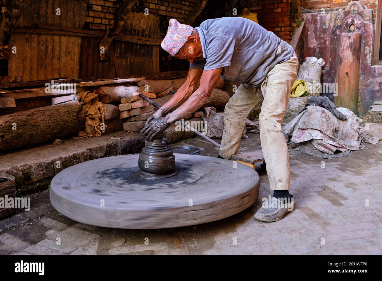 Nepal, Kathmandu valley, Bhaktapur city, potters area, Lalit Prajapati ...