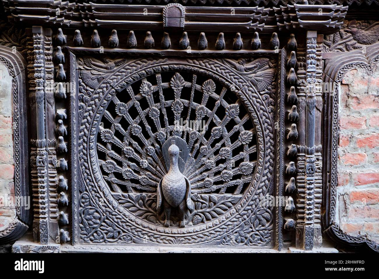 Nepal, Kathmandu valley, Bhaktapur city, Dattatreya square, carved ...