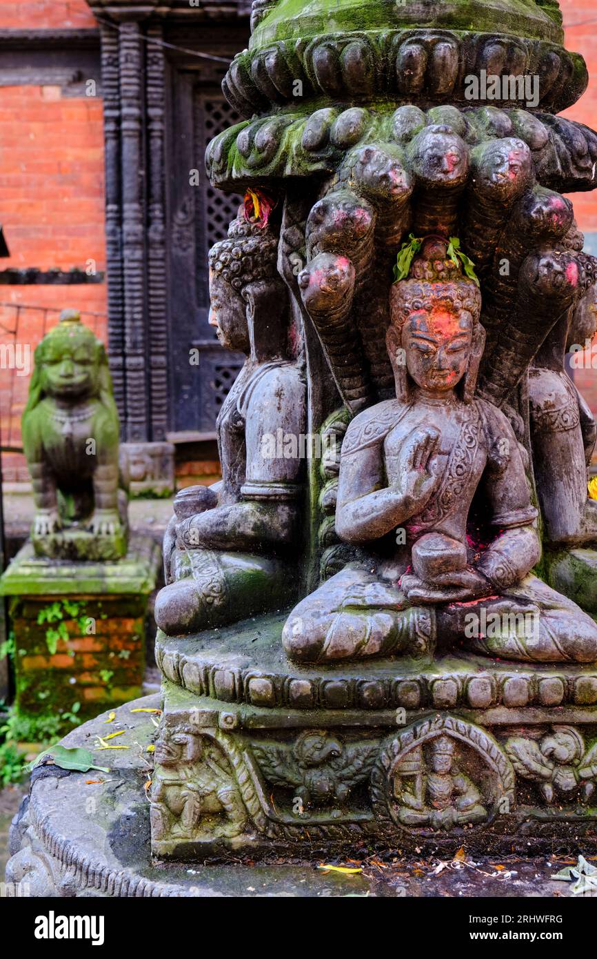 Nepal, Kathmandu valley, Kathmandu, Buddha statue in a courtyard Stock ...