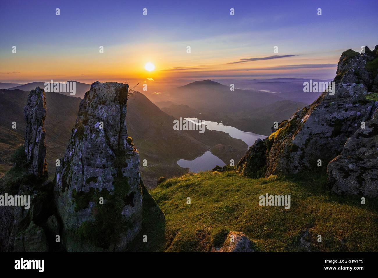 Snowdonia. The sunrise view fromthe top of Mount Snowdon, Yr Wyddfa ...