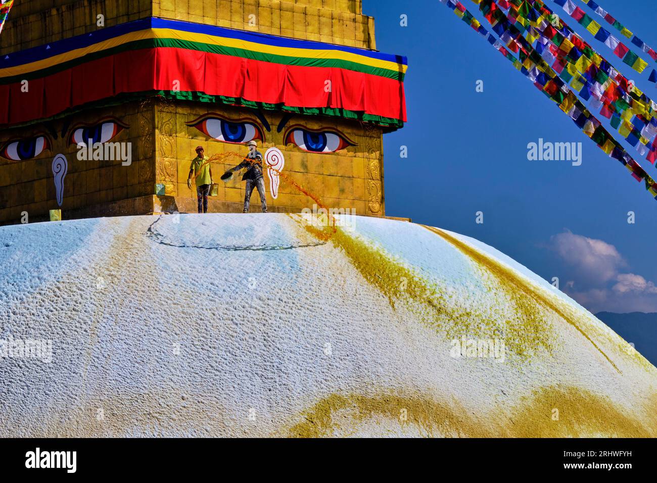 Nepal, Kathmandu valley, Buddhist stupa of Bodnath, the stupa is ...