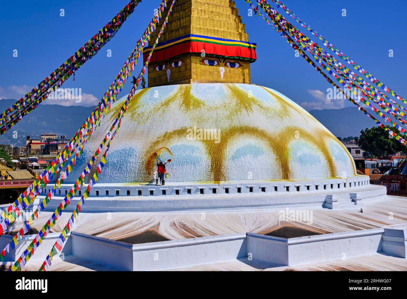Nepal, Kathmandu valley, Buddhist stupa of Bodnath, the stupa is ...