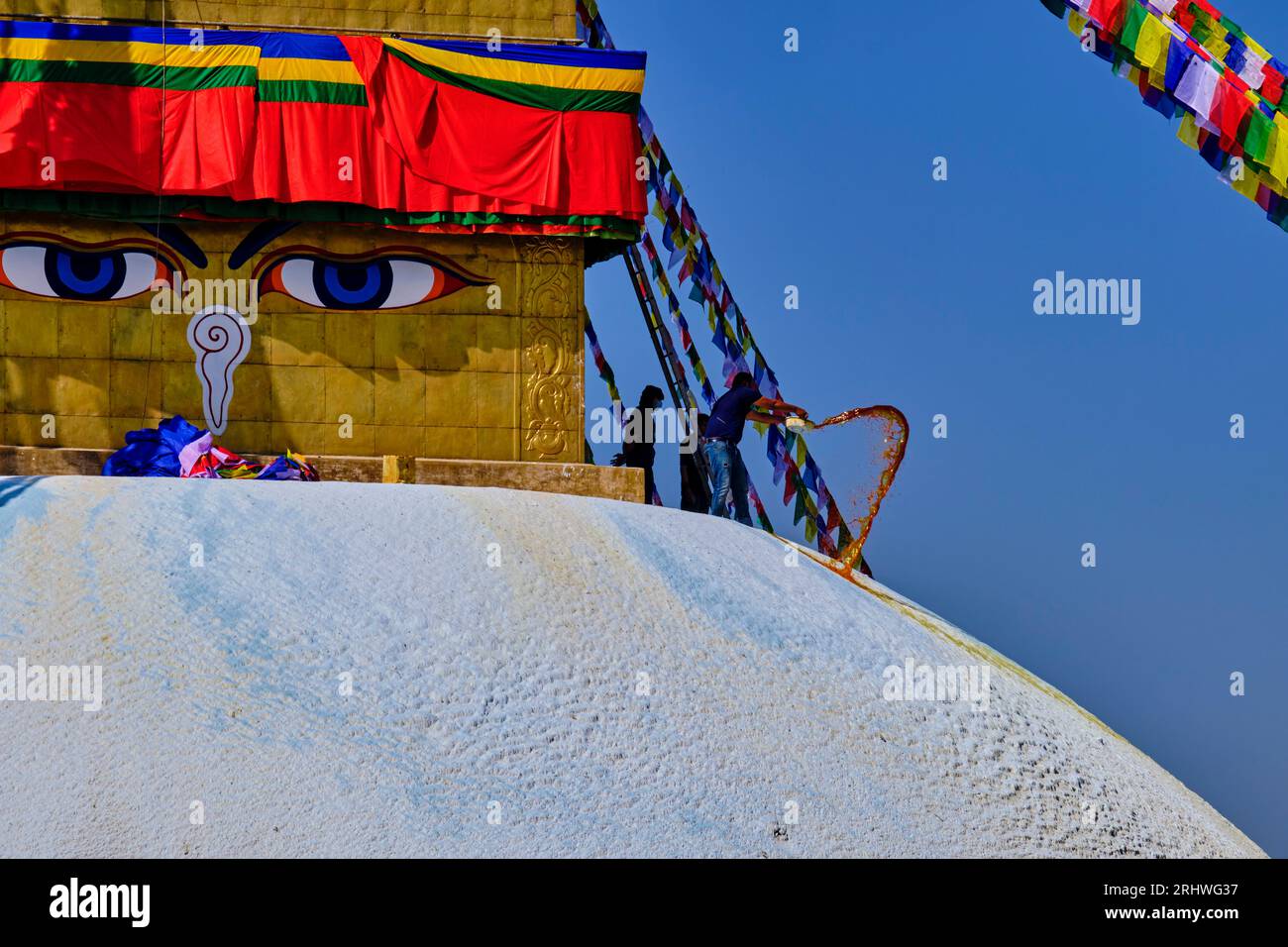 Nepal, Kathmandu valley, Buddhist stupa of Bodnath, the stupa is ...