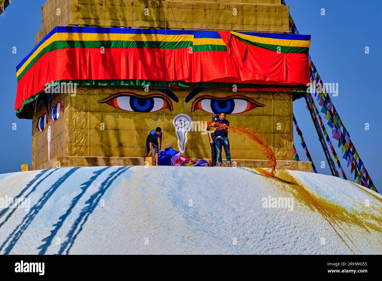 Nepal, Kathmandu valley, Buddhist stupa of Bodnath, the stupa is ...