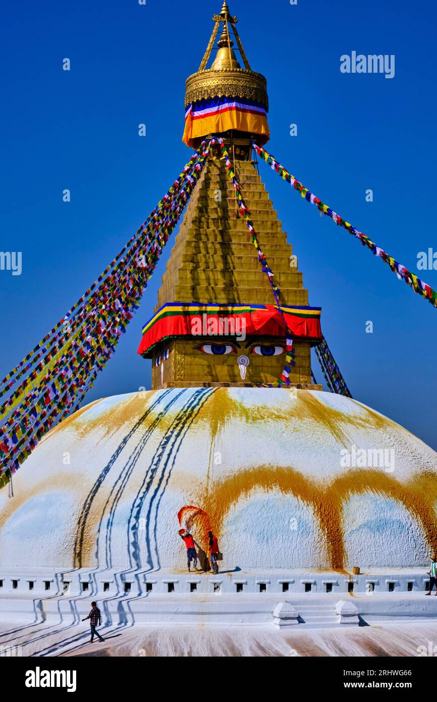 Nepal, Kathmandu valley, Buddhist stupa of Bodnath, the stupa is ...