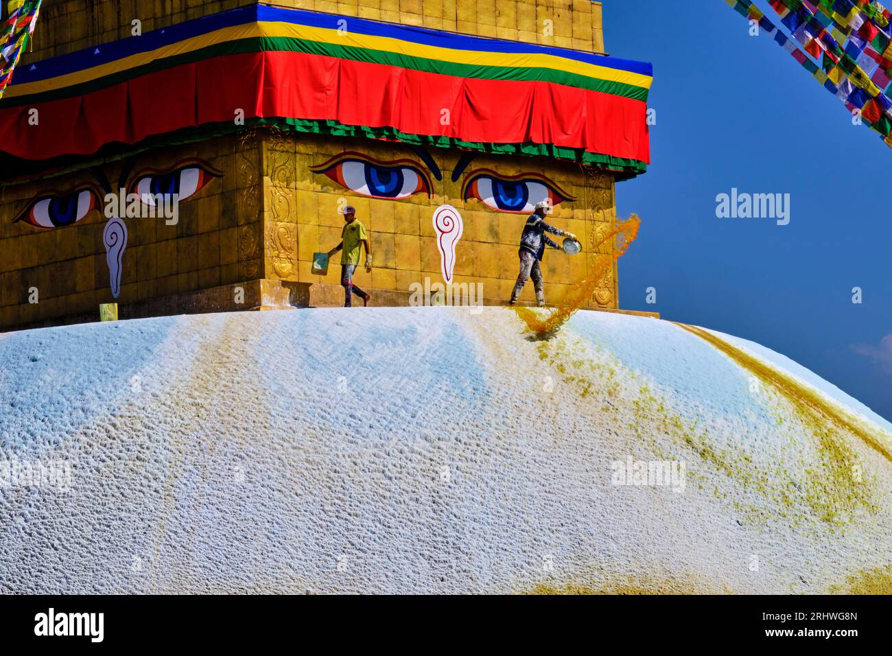 Nepal, Kathmandu valley, Buddhist stupa of Bodnath, the stupa is ...