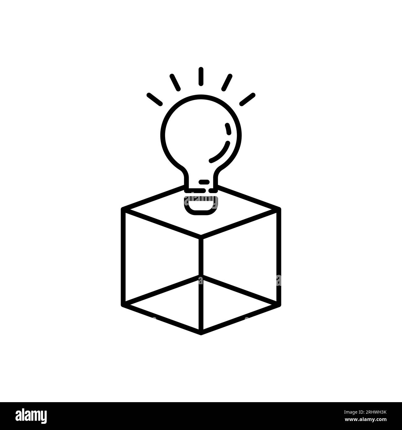 Vector lightbulb creative box idea. Bulb startup studio box logo ...