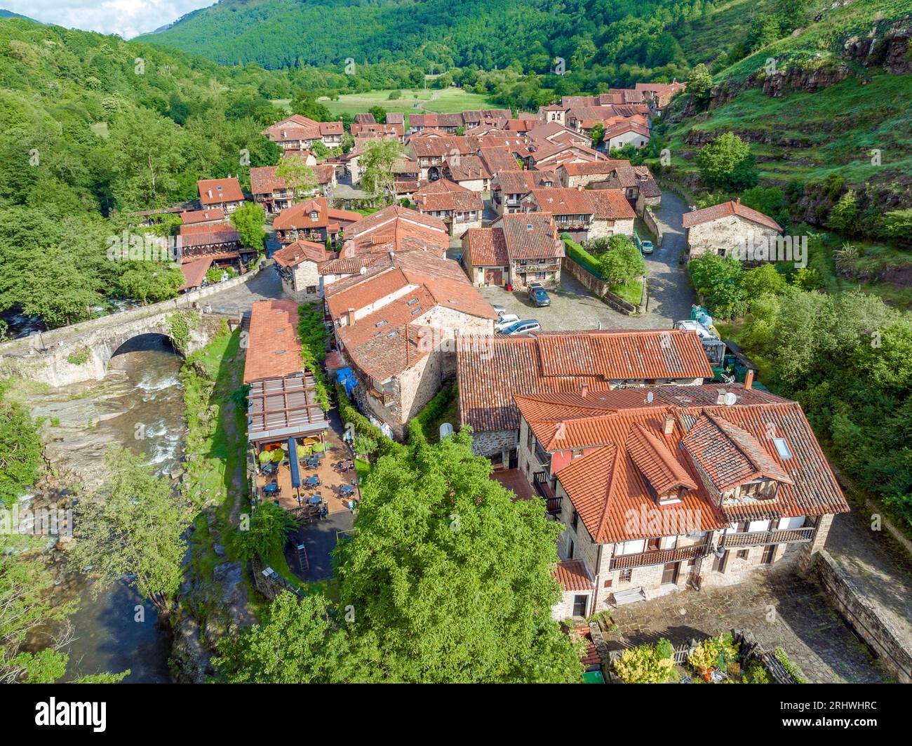 Barcena Mayor, Cantabria, panoramic aerial view considered one of the ...
