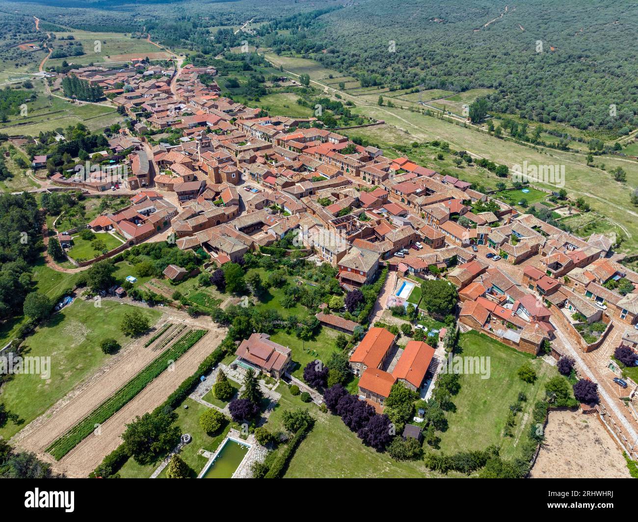 Aerial view Castrillo de Polvazares in the province of Leon, region of ...