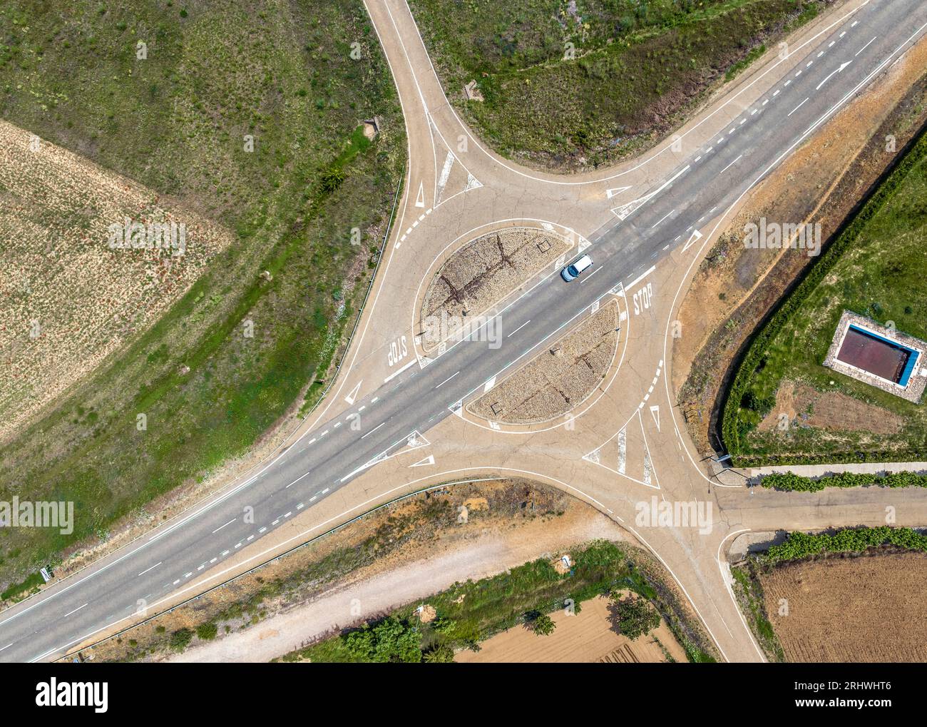 Road junction with roundabout, intersection in Spain Stock Photo - Alamy