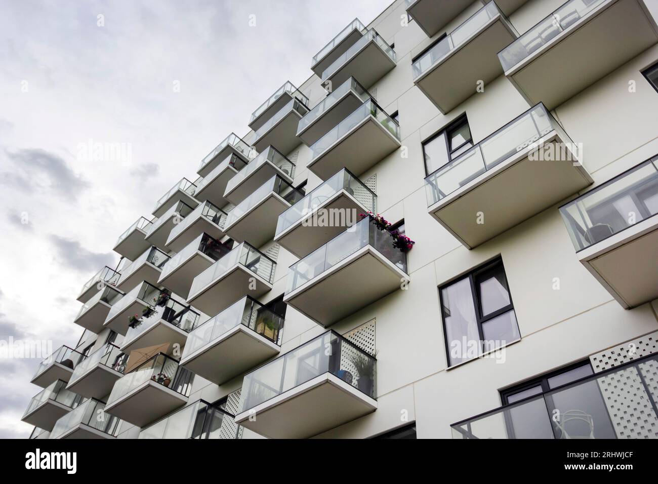 Modern exterior home with comfortable balconies.Modern apartment ...