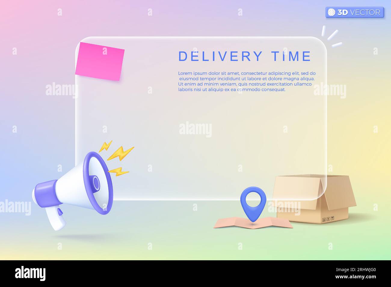 3d megaphone speaker with Location icon symbol. loudspeaker announce ...