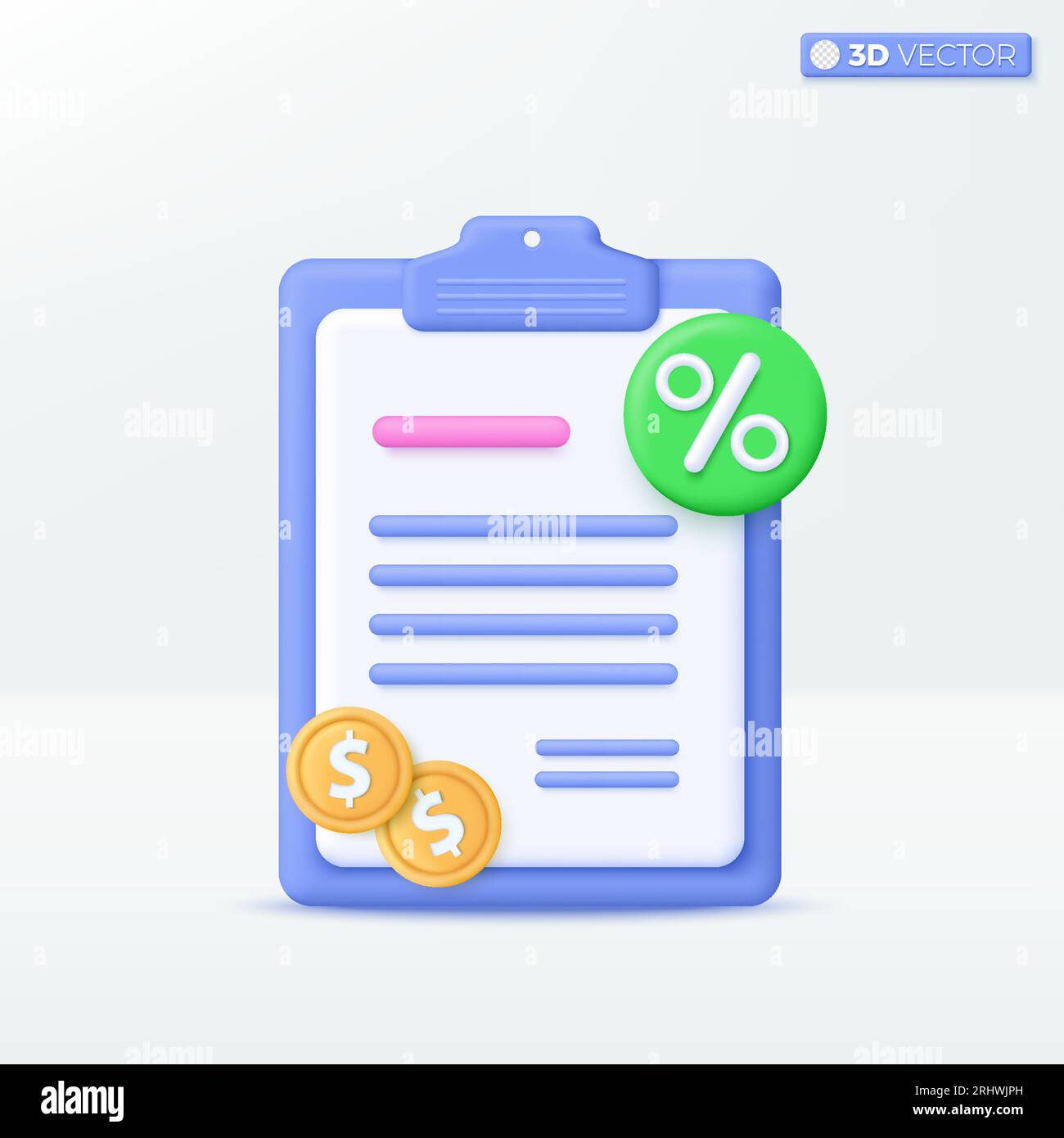 Money sign and Gold Coins on clipboard icon symbol. percentage sign ...