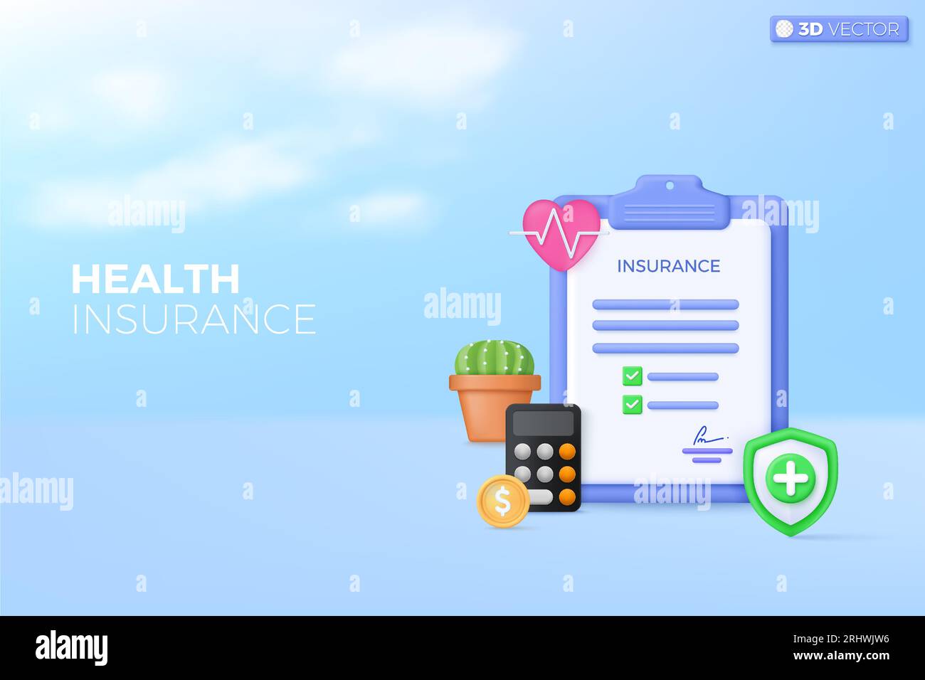Health Insurance Policy on clipboard icon symbol. Health insurance ...