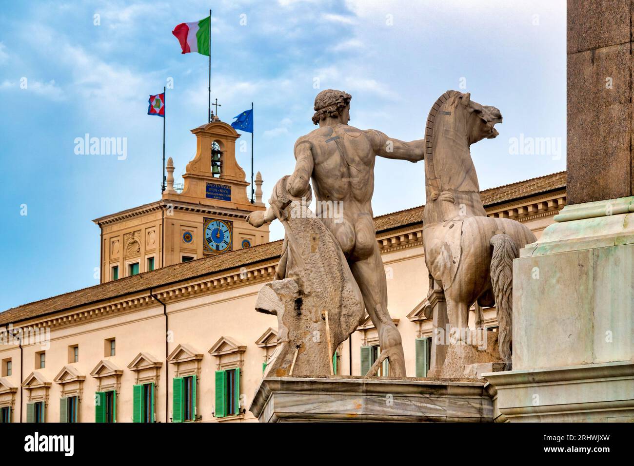 The Fontana dei Dioscuri and the Palazzo del Quirinale, Rome, Italy ...