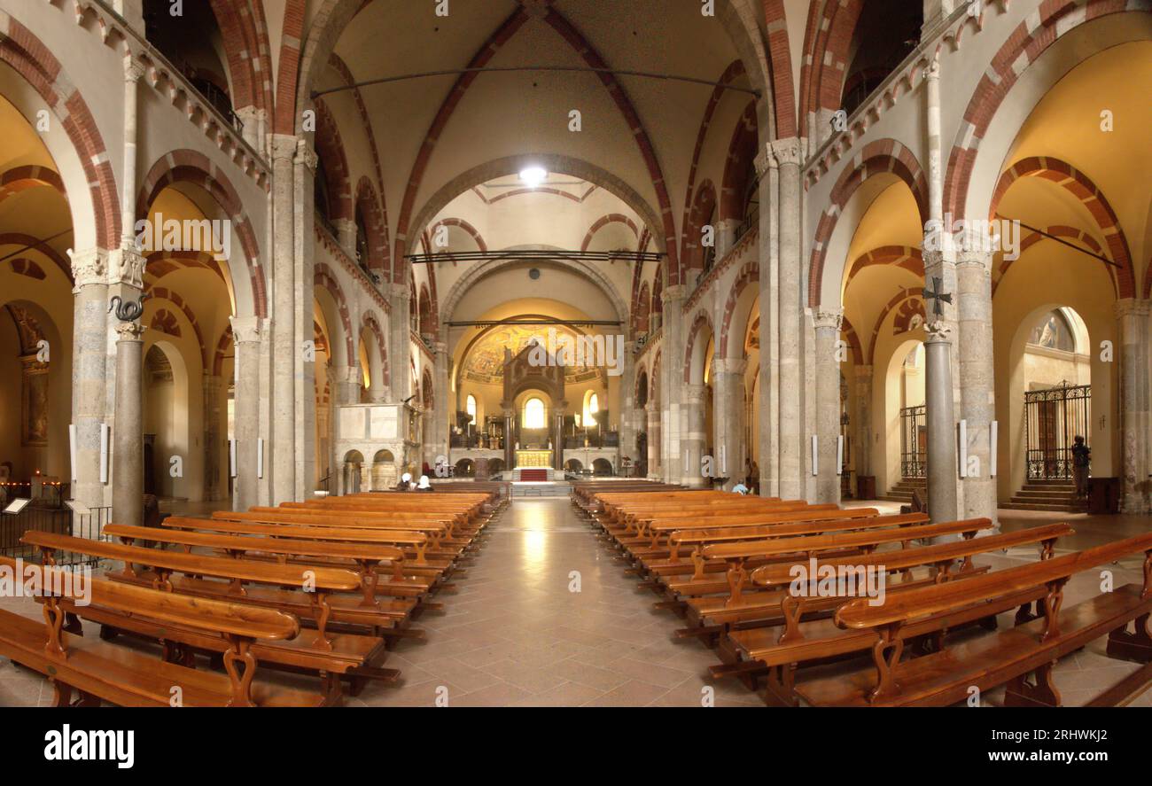 Interior of the Basilica di Sant'Ambrogio, Milano Stock Photo - Alamy