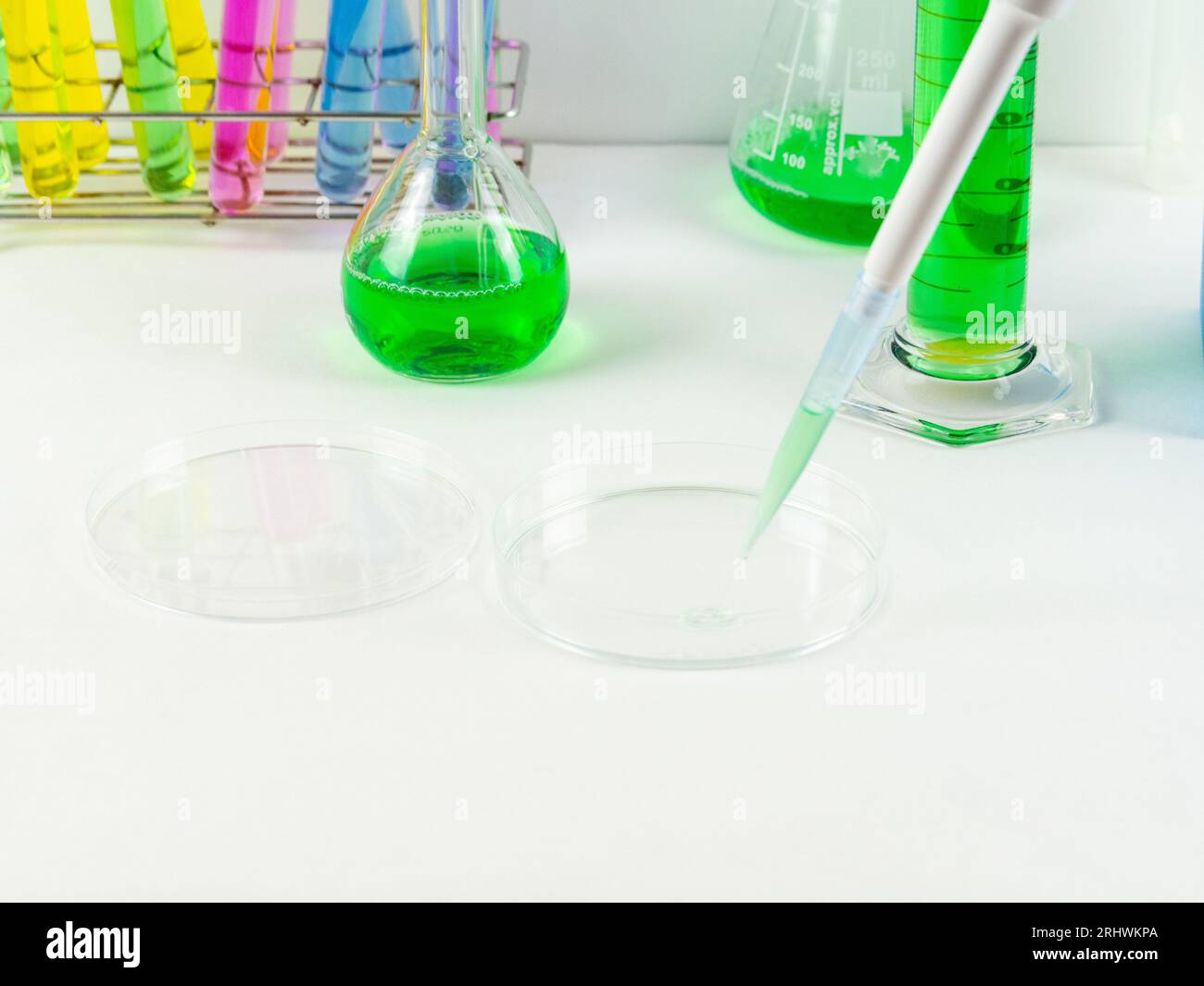 A close up of a petri dish and a micropipette tip laboratory equipment ...