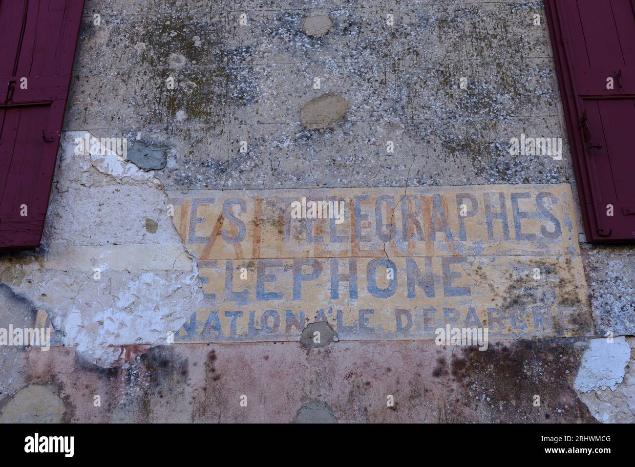 Old telephone and telegram sign at Ménerbes, Provence, France Stock ...
