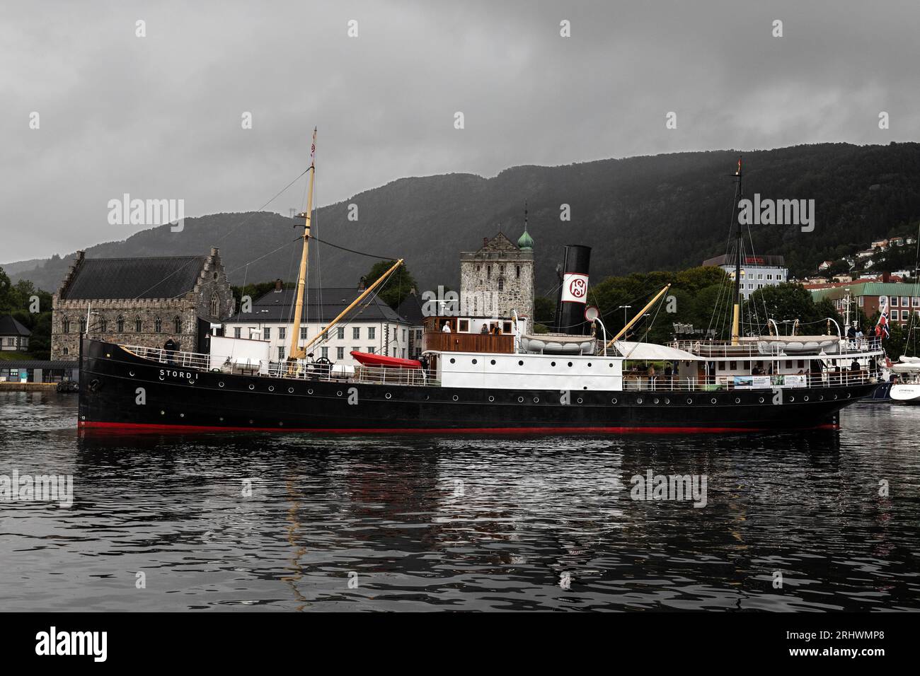 Veteran passenger steam ship Stord 1, built 1913. Arriving astern in ...