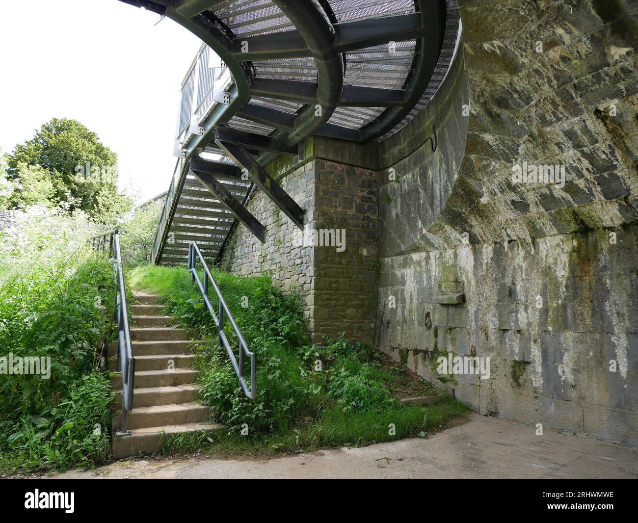 Stairs of an old stone bridge in Ireland, ancient bridge made of stones ...