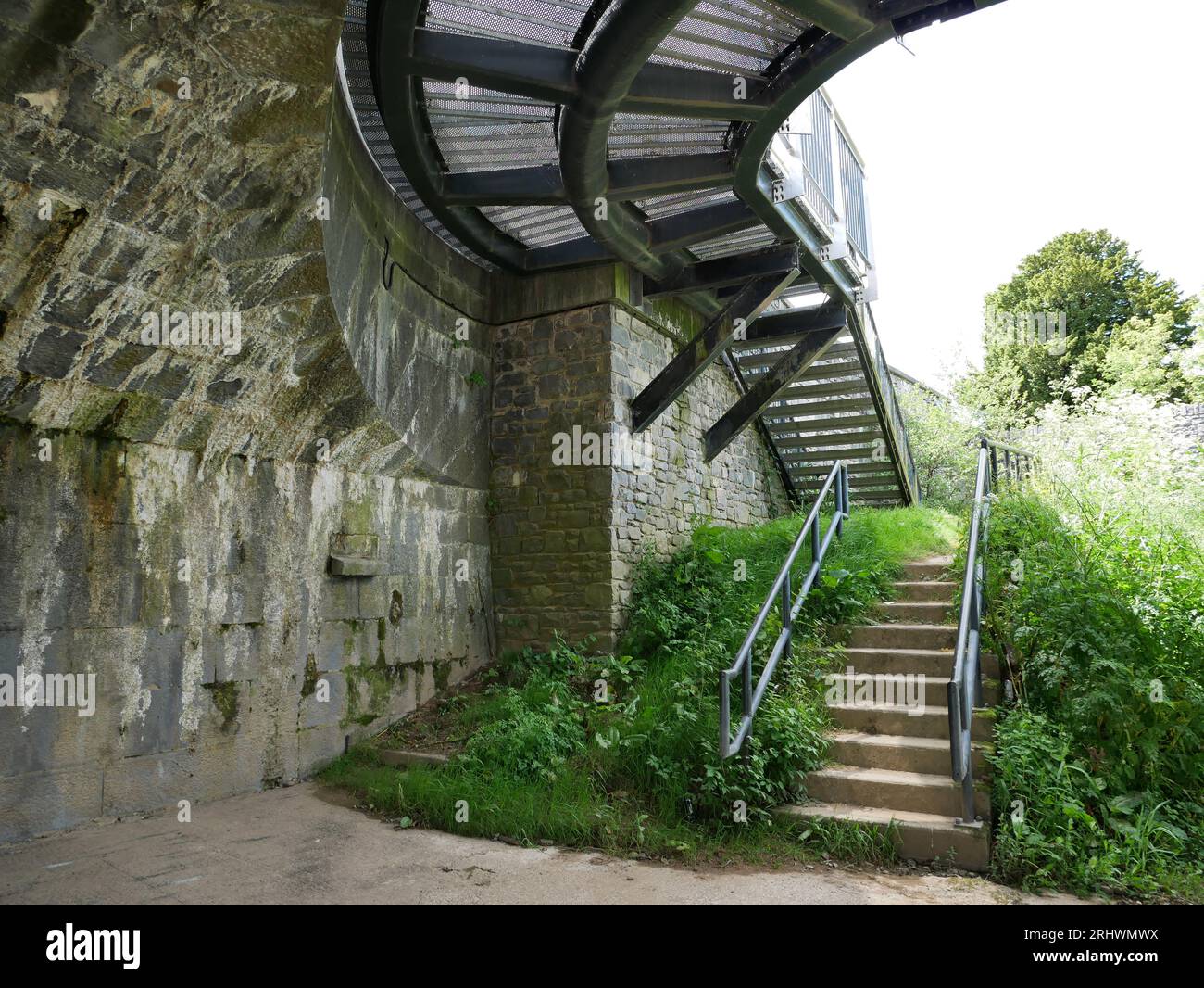 Stairs of an old stone bridge in Ireland, ancient bridge made of stones ...