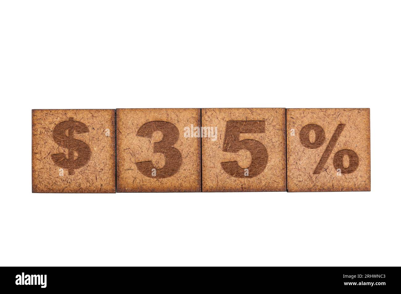 Number And Signs On Wooden Square Tiles On White Background; Dollar ...