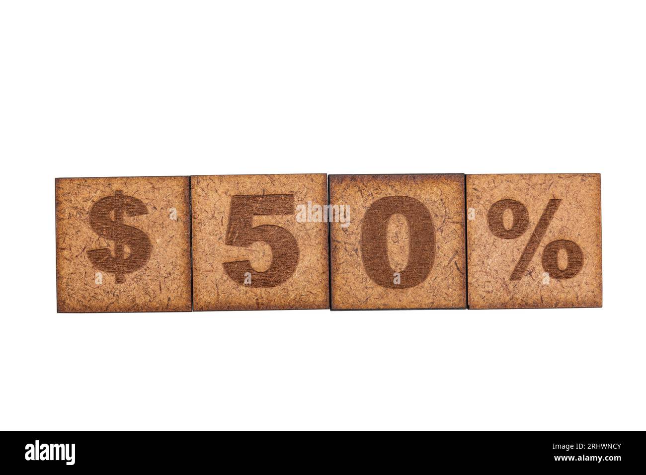 Number And Signs On Wooden Square Tiles On White Background; Dollar ...