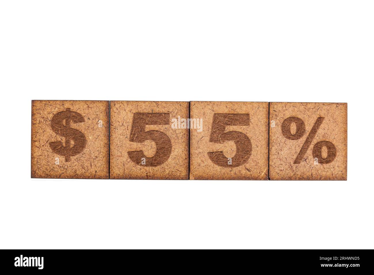 Number And Signs On Wooden Square Tiles On White Background; Dollar ...