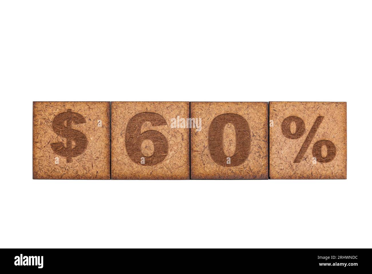 Number And Signs On Wooden Square Tiles On White Background; Dollar ...