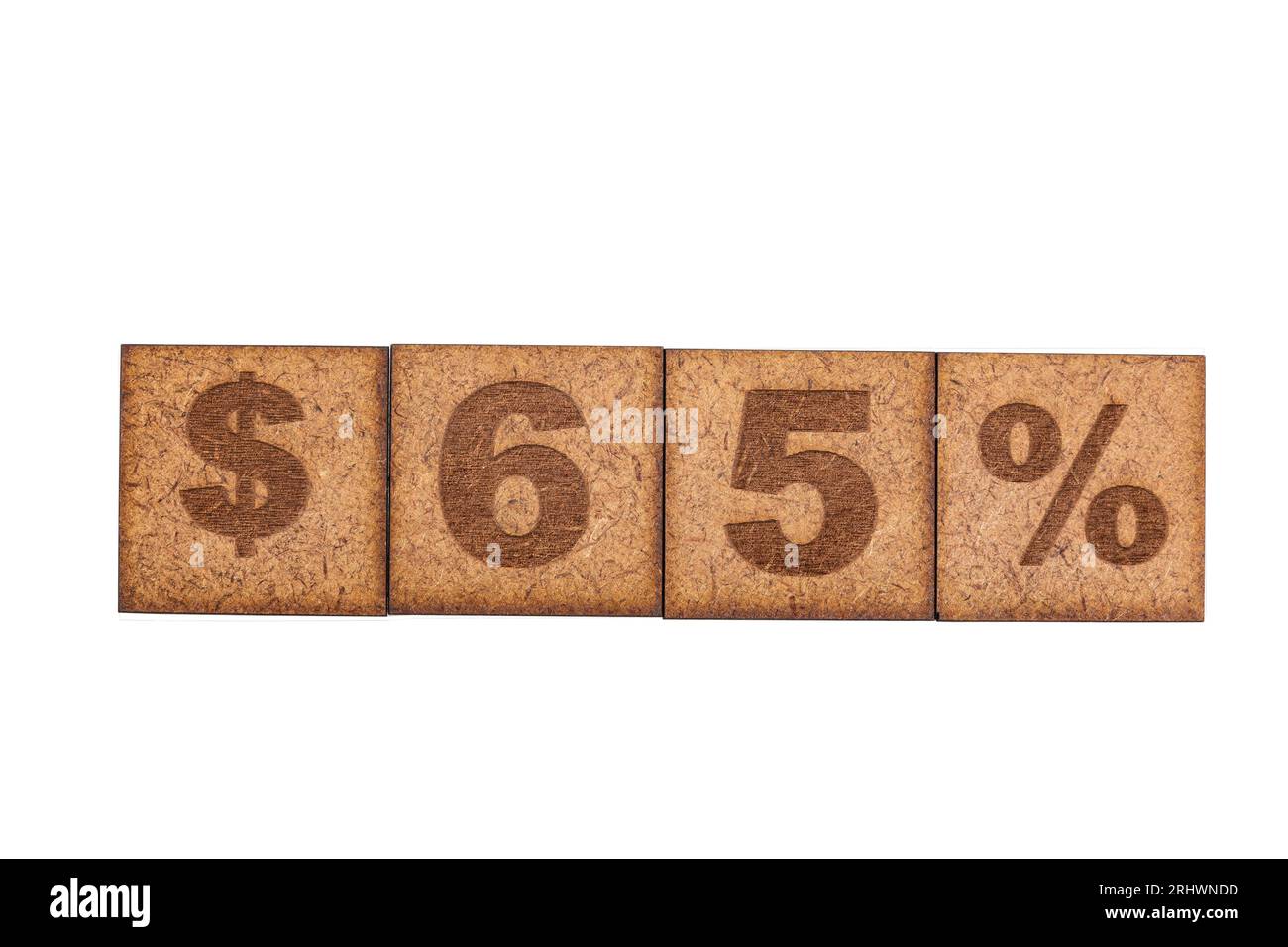 Number And Signs On Wooden Square Tiles On White Background; Dollar ...