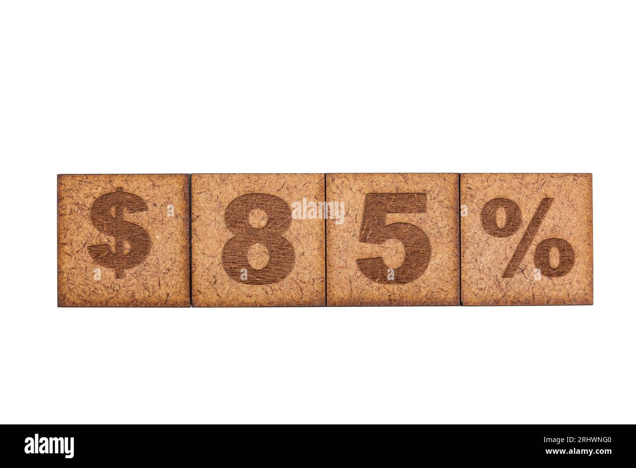 Number And Signs On Wooden Square Tiles On White Background; Dollar ...