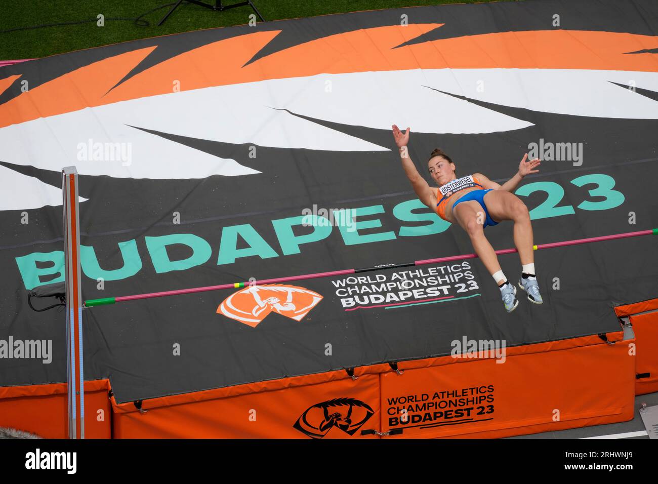 Emma Oosterwegel, of the Netherlands, competes in the heptathlon high ...