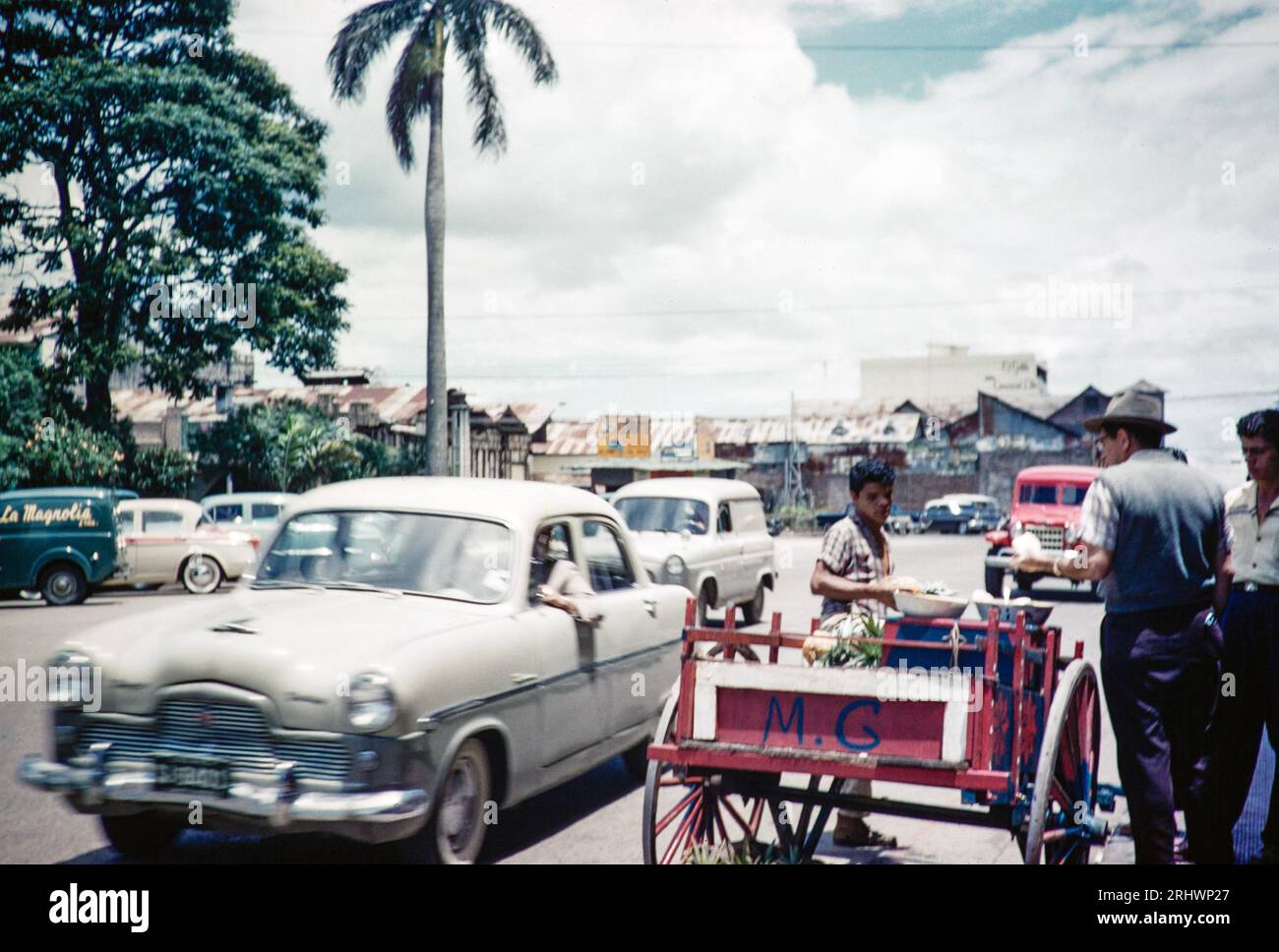 Traffic cars on one of the main city streets, San Jose, Costa Rica c ...