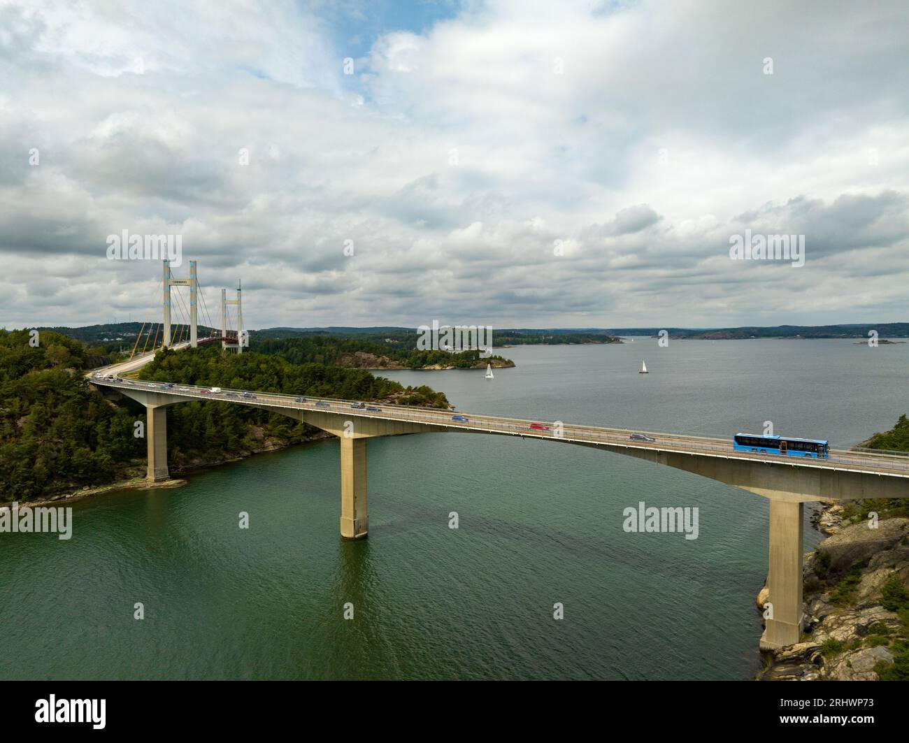 aerial view of the Tjörn bridge on the southwest coast of Sweden Stock ...