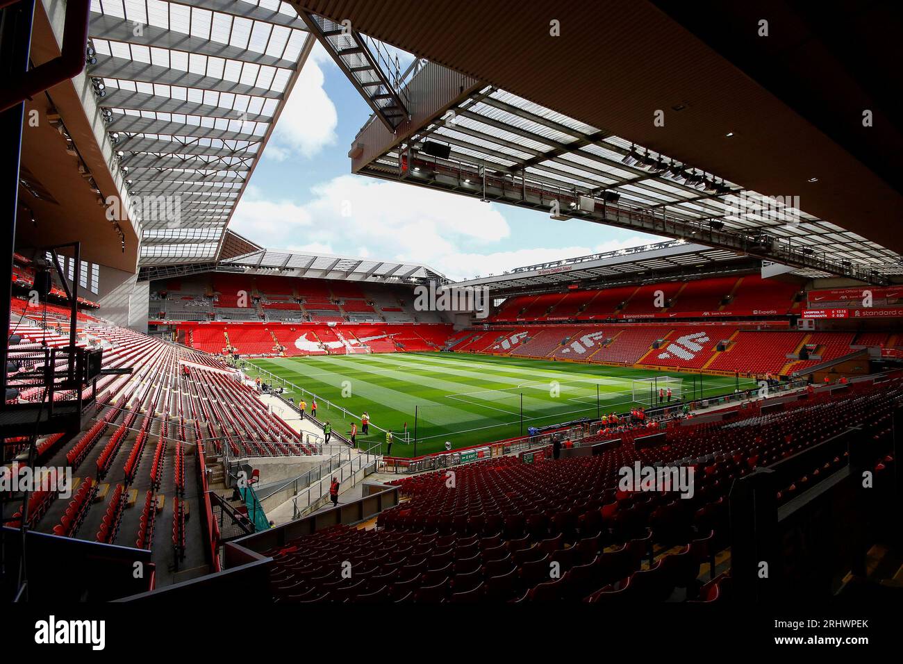 Liverpool, UK. 19th Aug, 2023. General view inside Anfield stadium ...