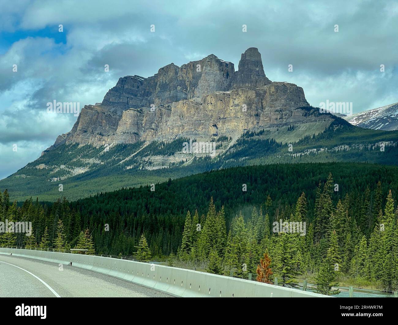 The beautiful scenic view while driving through Banff National Park in ...