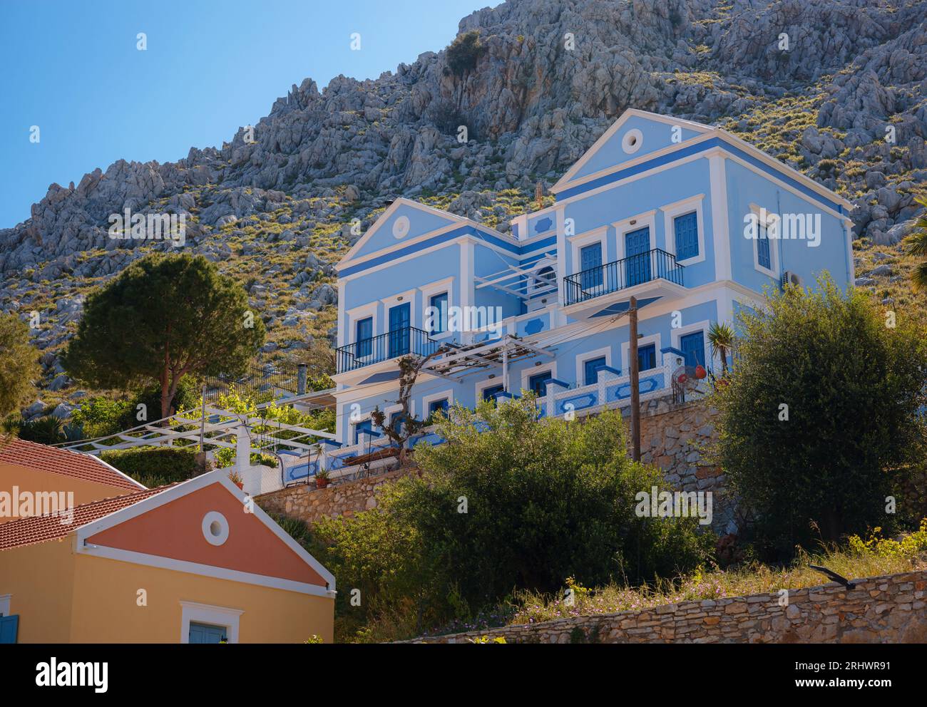 Cute details of windows, doors, balconies from old house in Simi island ...