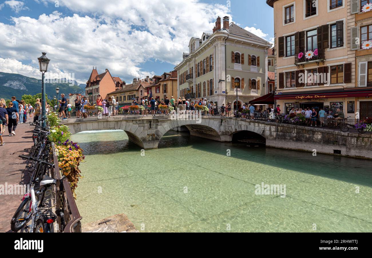 Nice summer view of Annecy, also known as the "Venice of the Alps ...